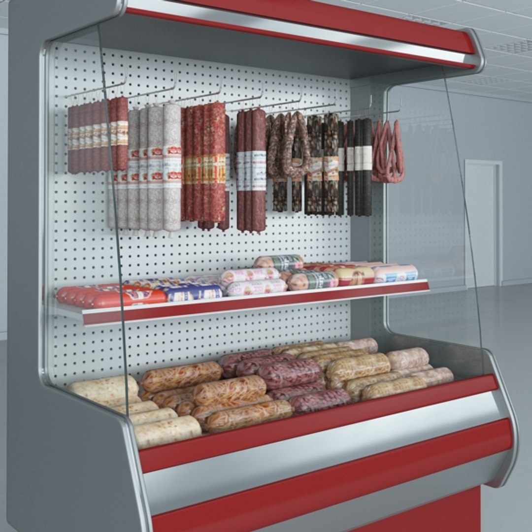 Custom Refrigerated Showcase Sausages 3d Model