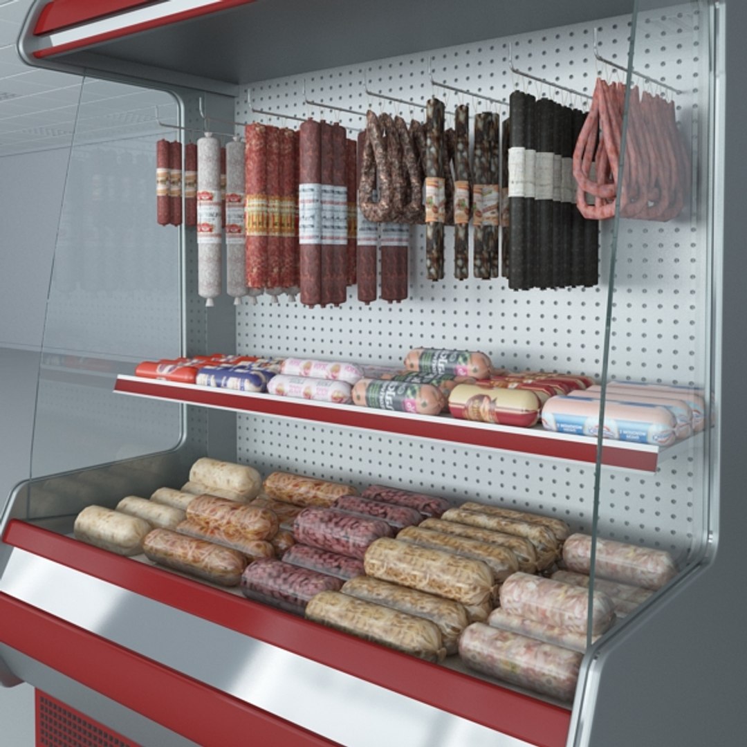 Custom Refrigerated Showcase Sausages 3d Model