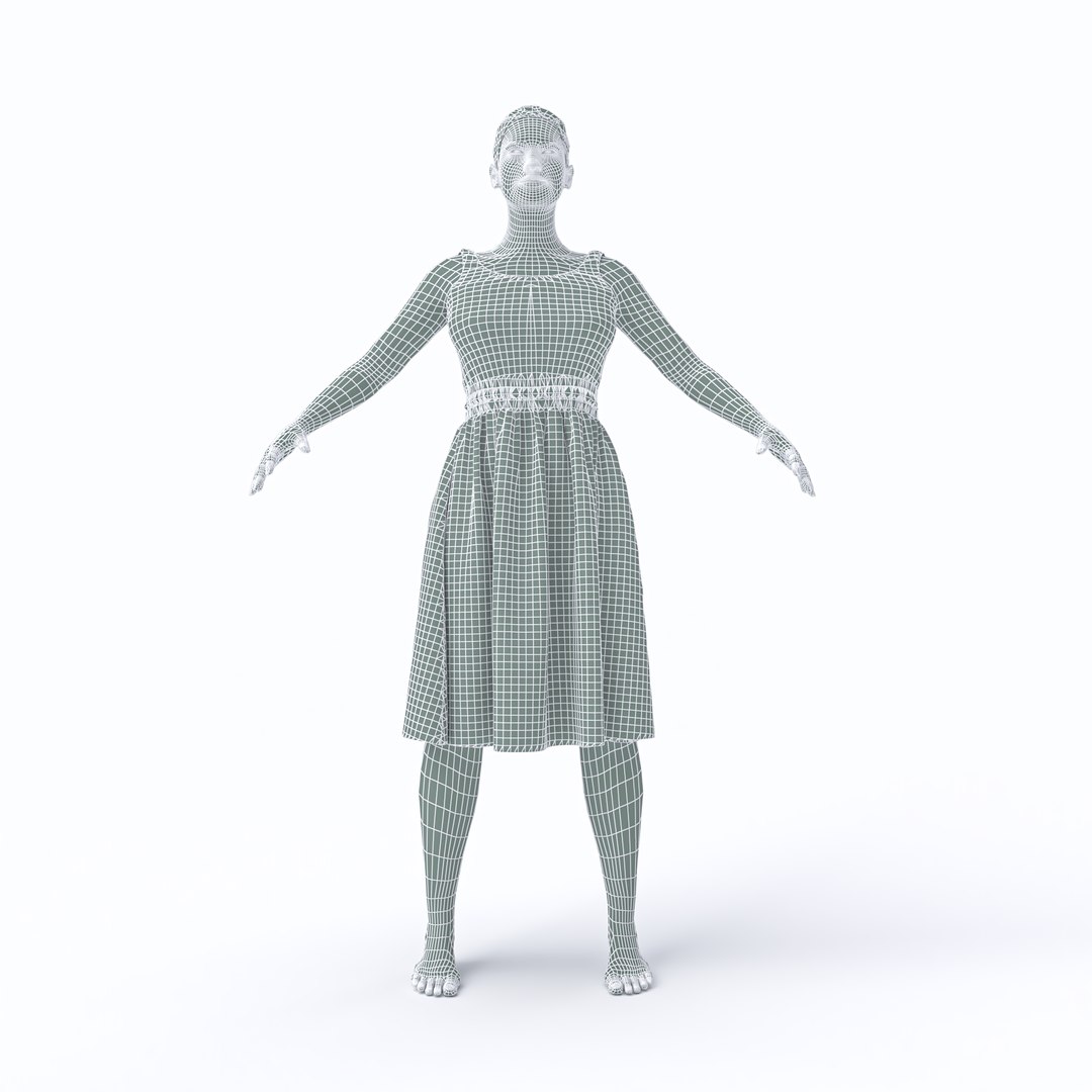 3D character female clothing dress model - TurboSquid 1605690