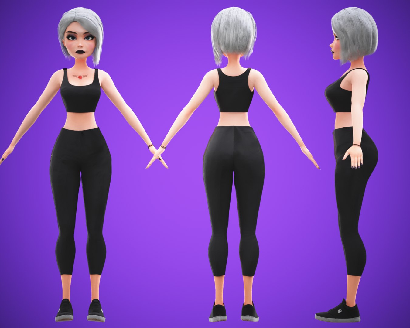 3D Cartoon Game Girl Character Rigged Model - TurboSquid 2097294