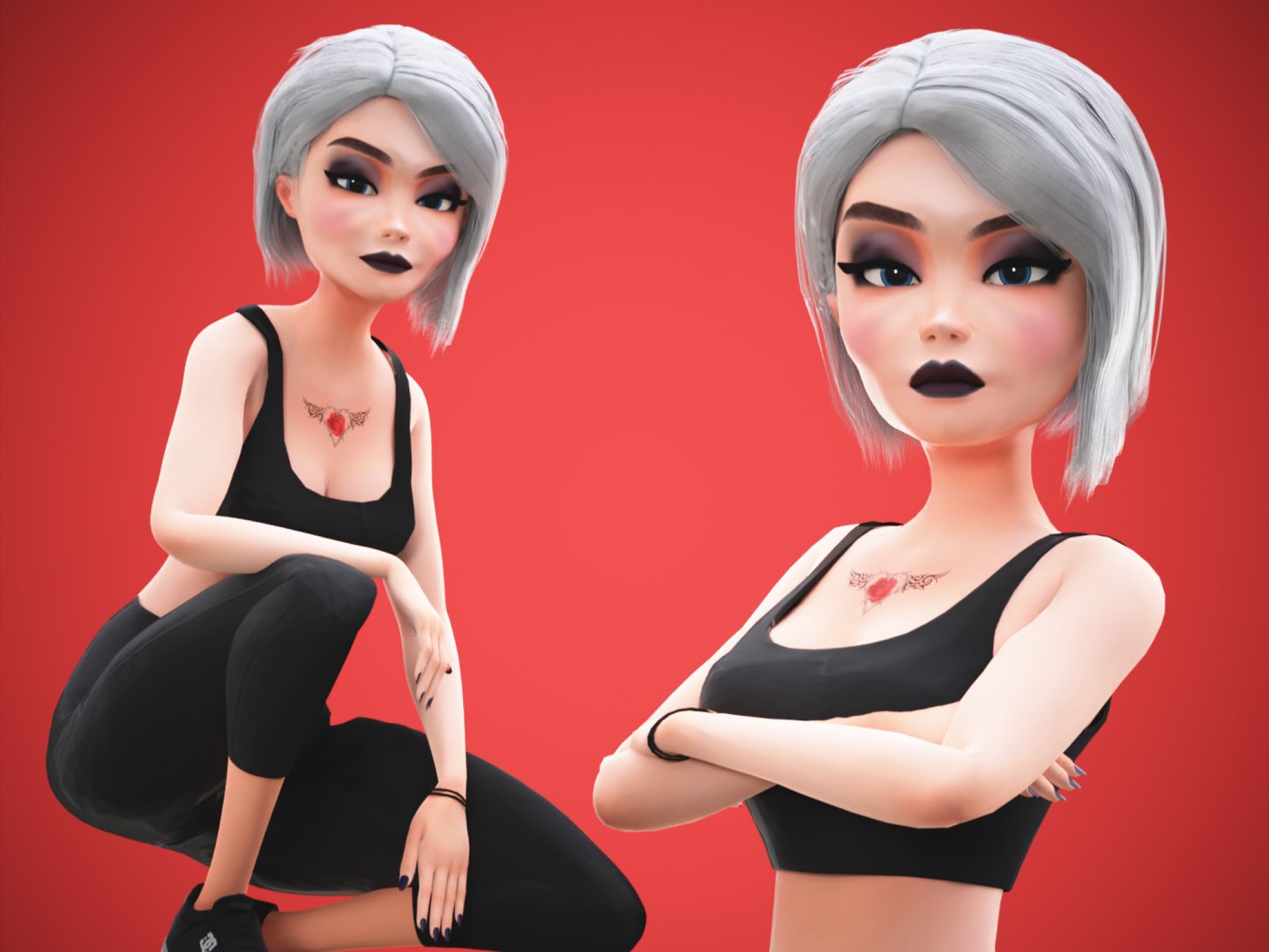 3D Cartoon Game Girl Character Rigged Model - TurboSquid 2097294