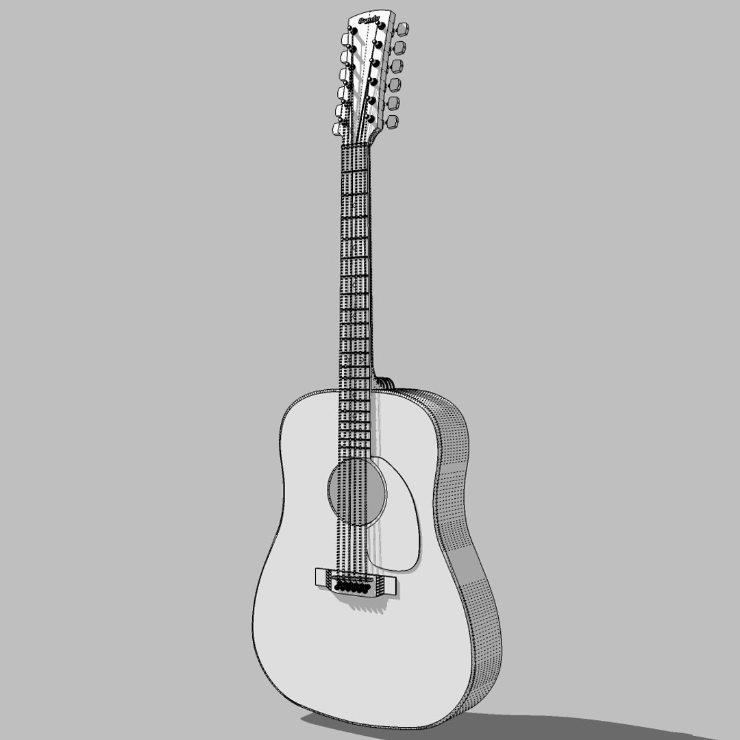 acoustic guitar 12 3d c4d