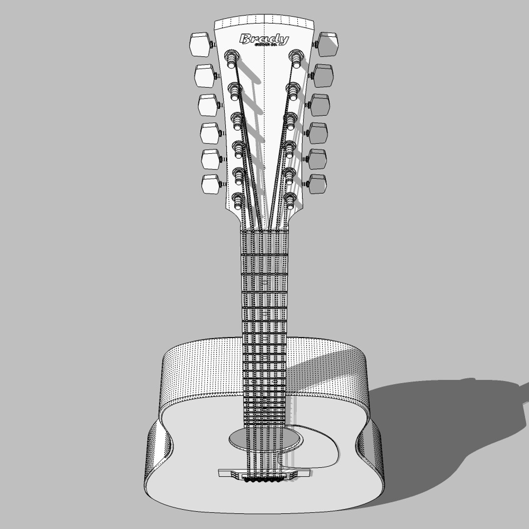 acoustic guitar 12 3d c4d