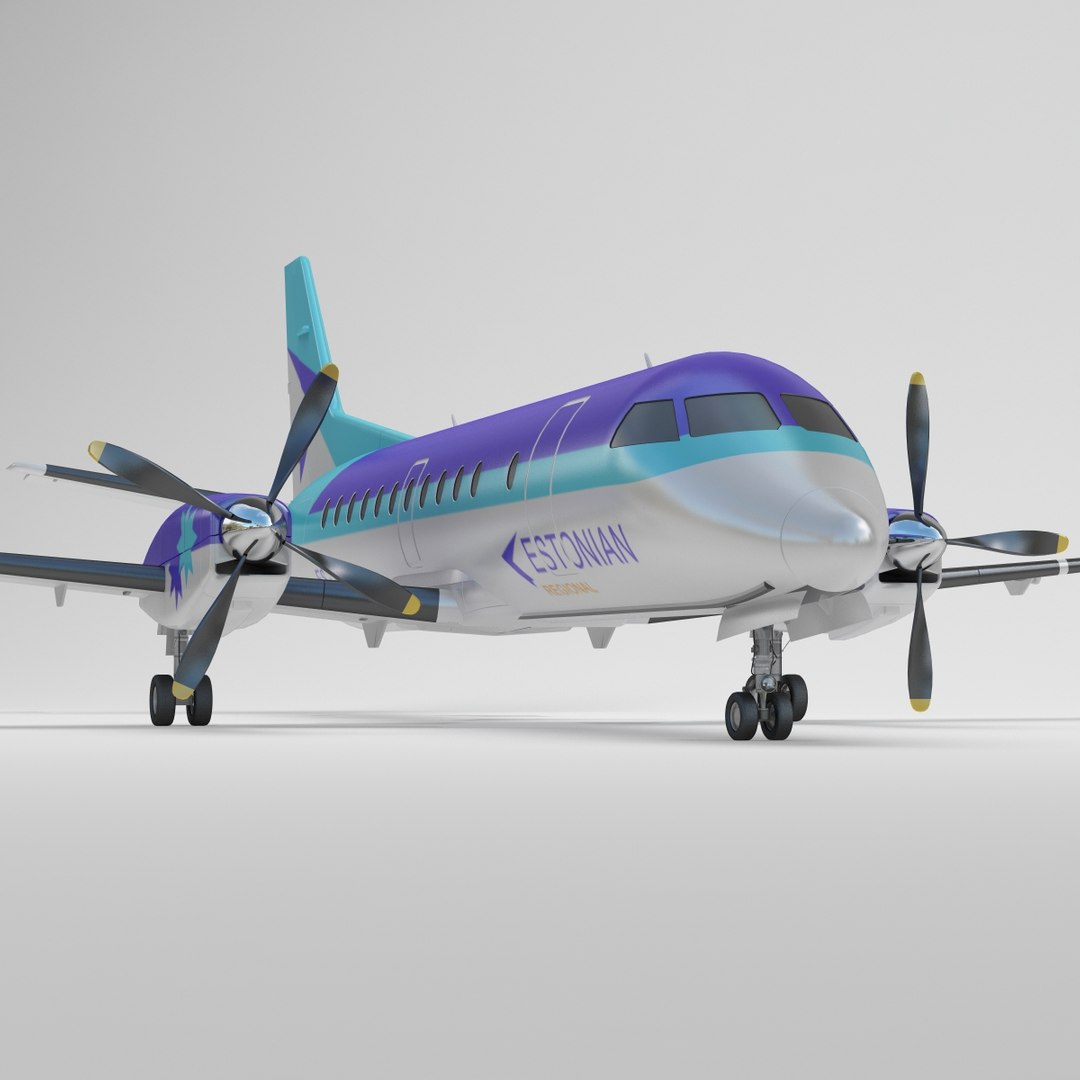 3d model passenger aircraft saab 340