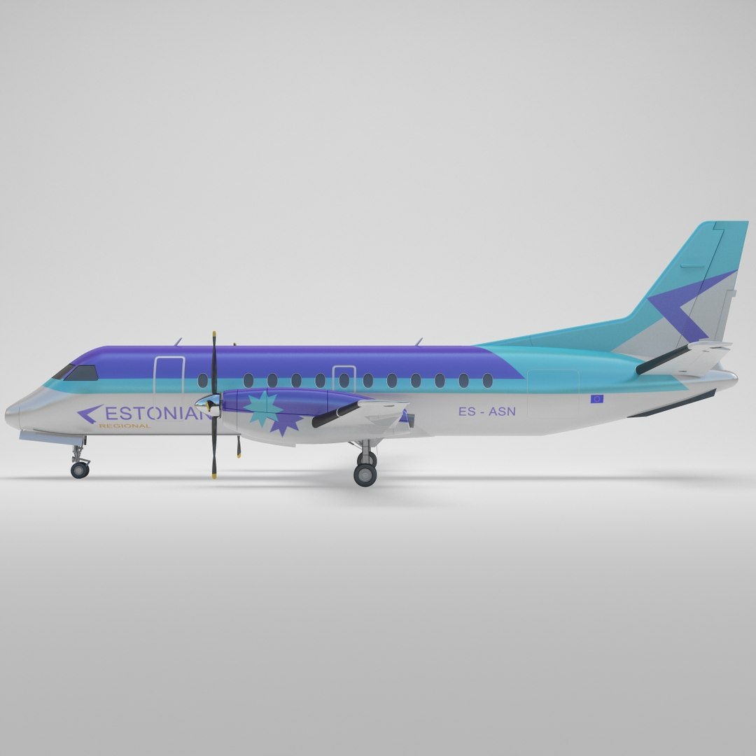 3d model passenger aircraft saab 340