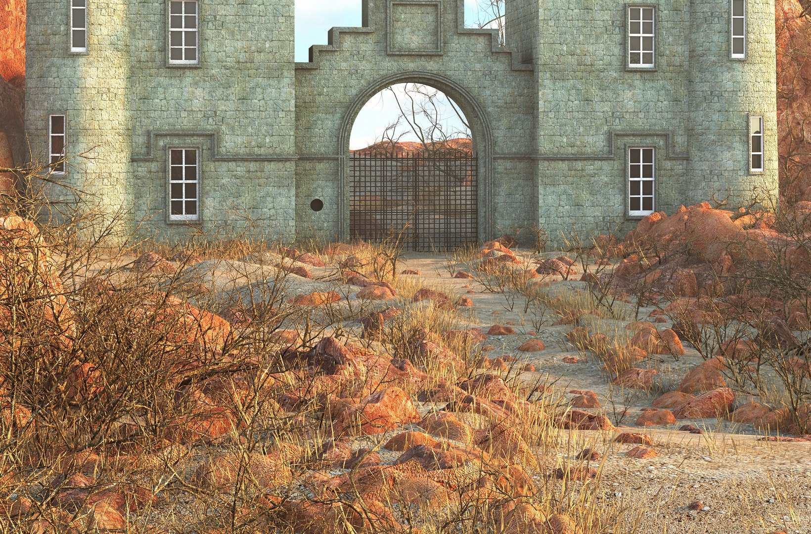 Fantasy Castle Gate Landscape. Model - TurboSquid 1718694