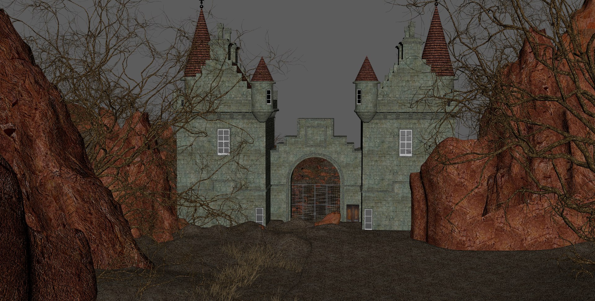 Fantasy Castle Gate landscape. model - TurboSquid 1718694