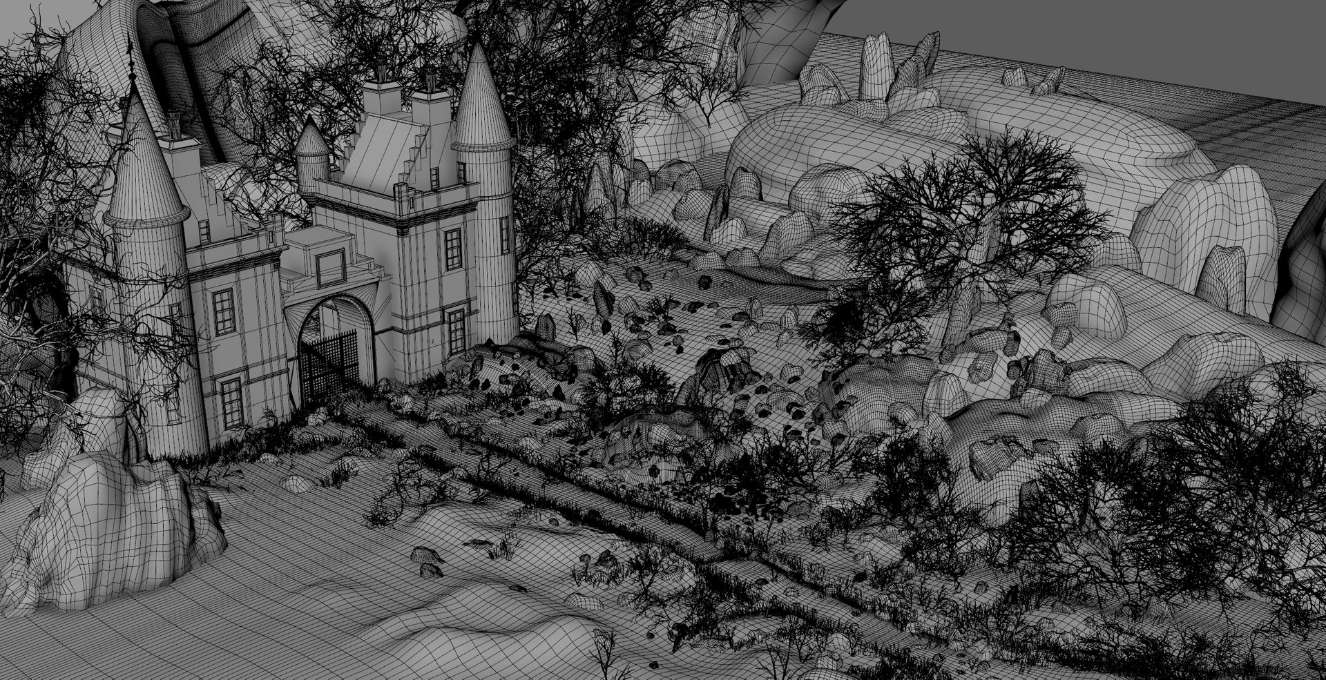 Fantasy Castle Gate Landscape. Model - TurboSquid 1718694