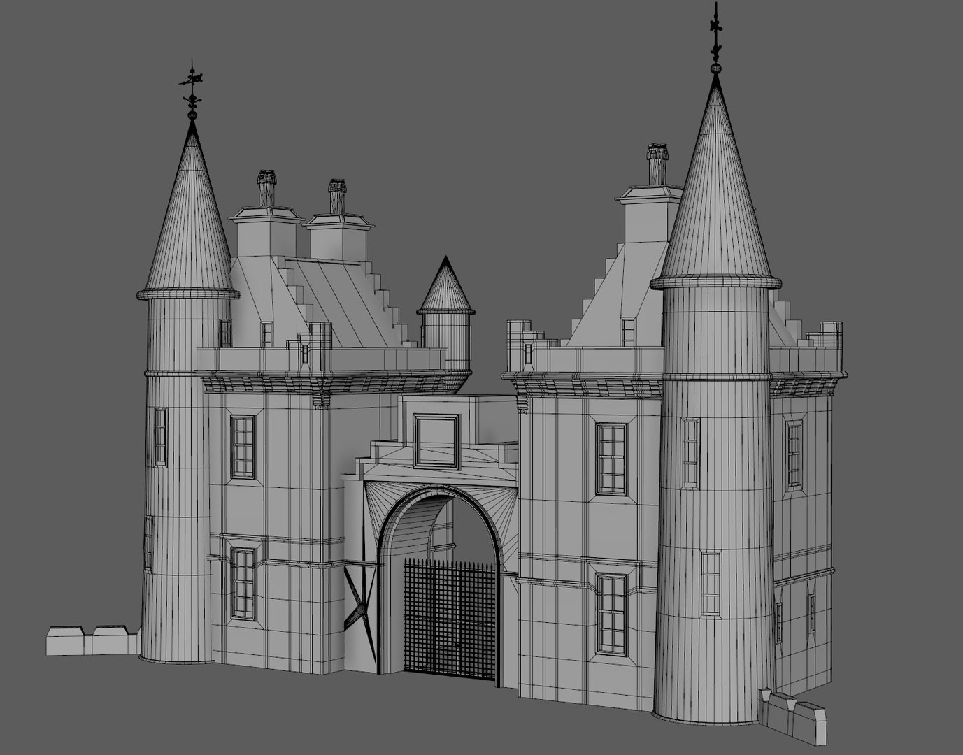 Fantasy Castle Gate Landscape. Model - TurboSquid 1718694