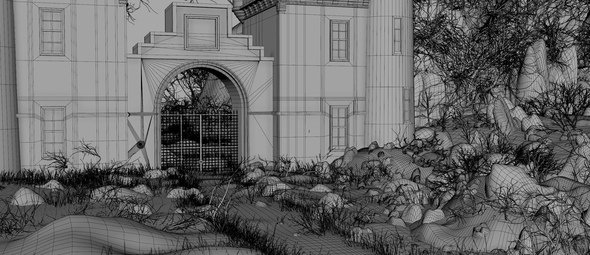 Fantasy Castle Gate Landscape. Model - TurboSquid 1718694