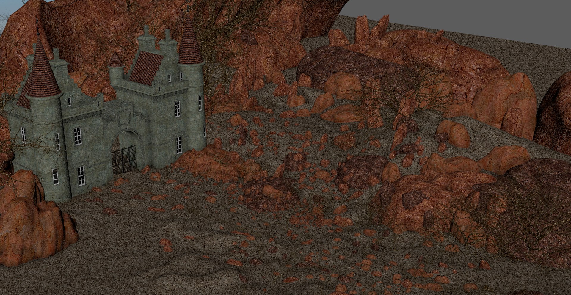 Fantasy Castle Gate Landscape. Model - TurboSquid 1718694