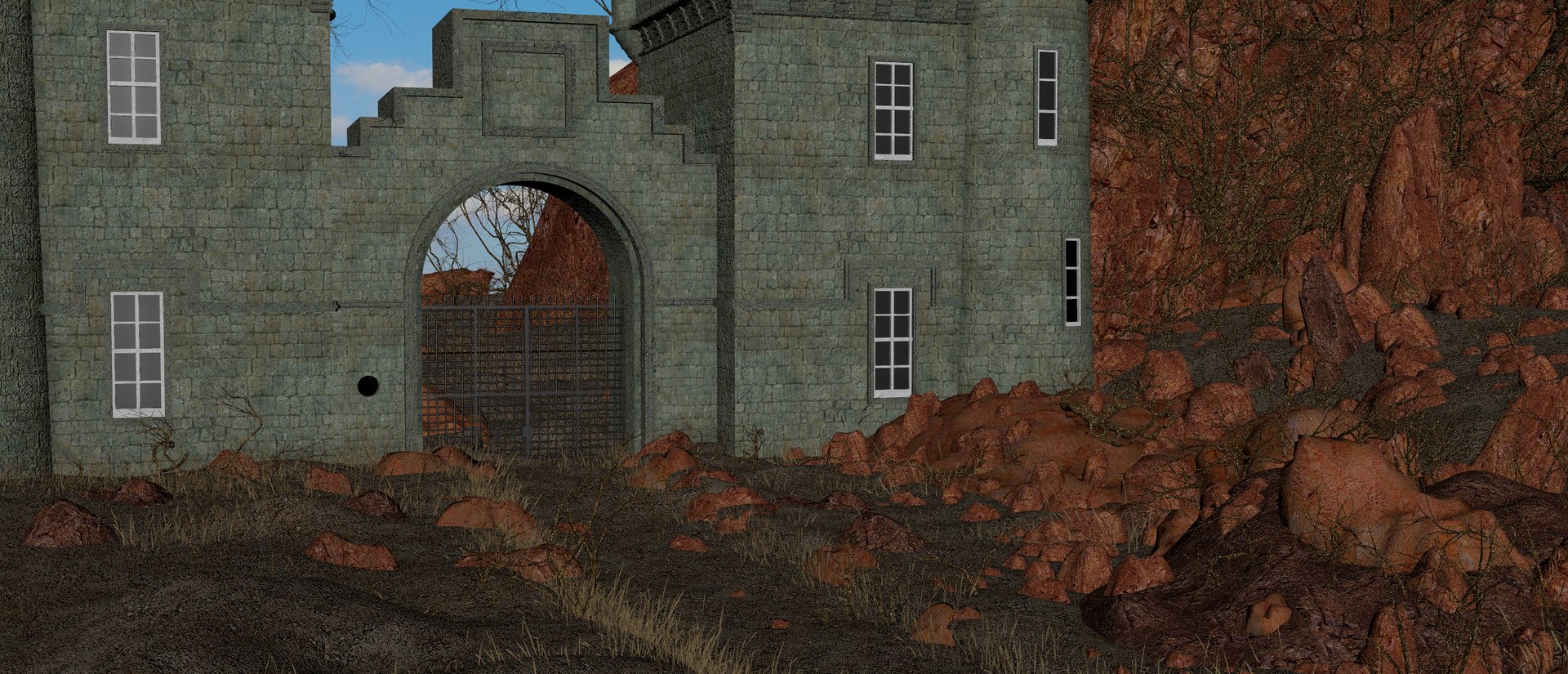 Fantasy Castle Gate Landscape. Model - TurboSquid 1718694