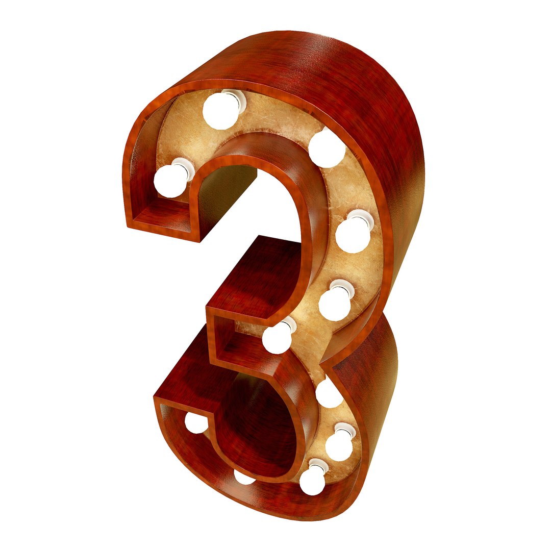 Marquee Number Three Light Bulb Wooden Glow Sign 3dmodel 3D Model ...