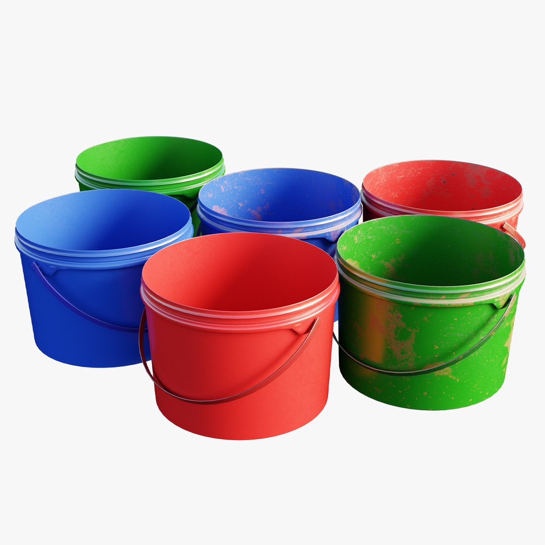 Plastic Buckets New Used - PBR - Game Animation Ready 3D Model ...