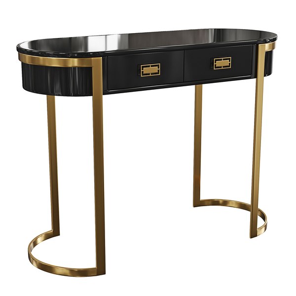 Oval Entryway Accent Table with Storage Console Table 3D model ...