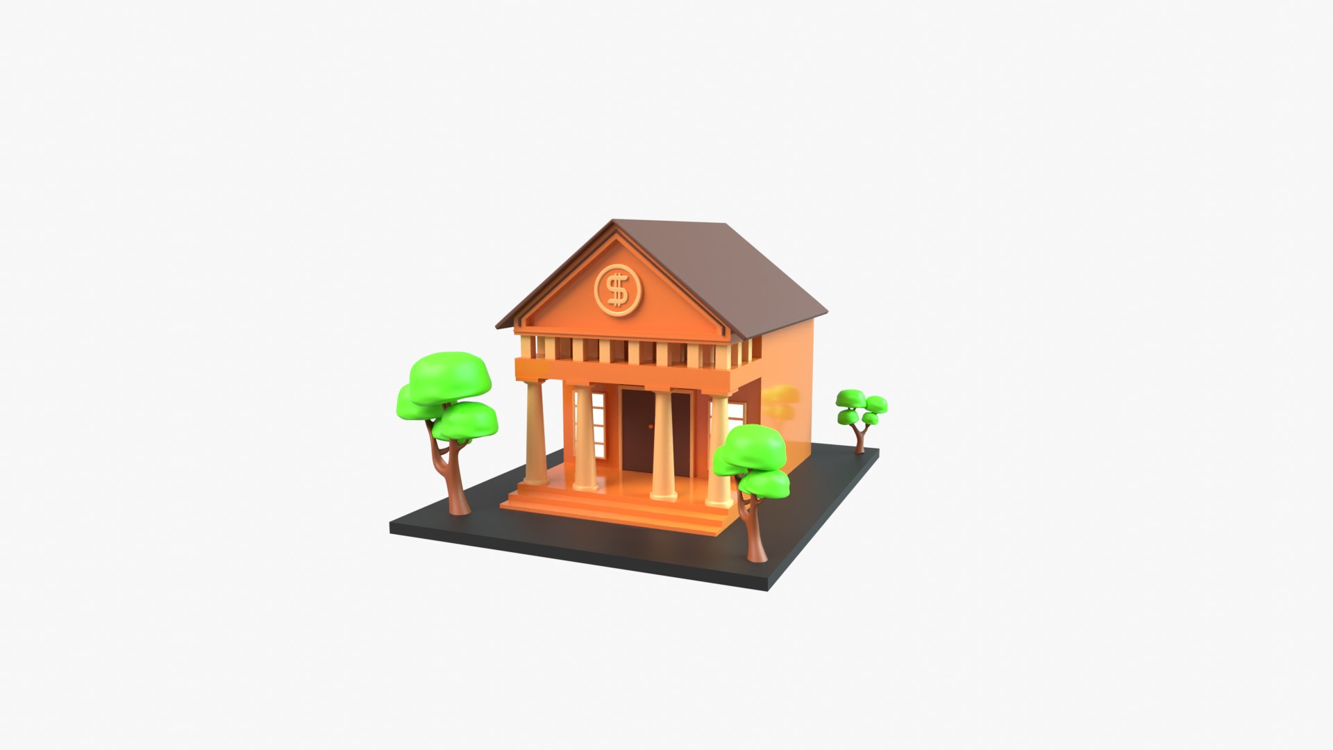 3D Model Bank Building 3D Illustration - TurboSquid 2238342