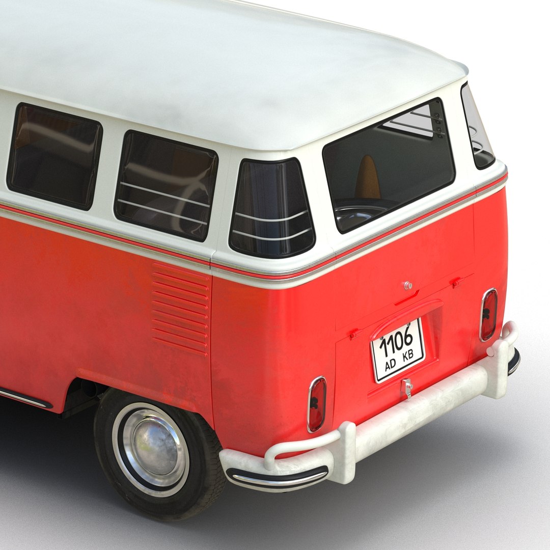 3d Volkswagen Type 2 Red Model