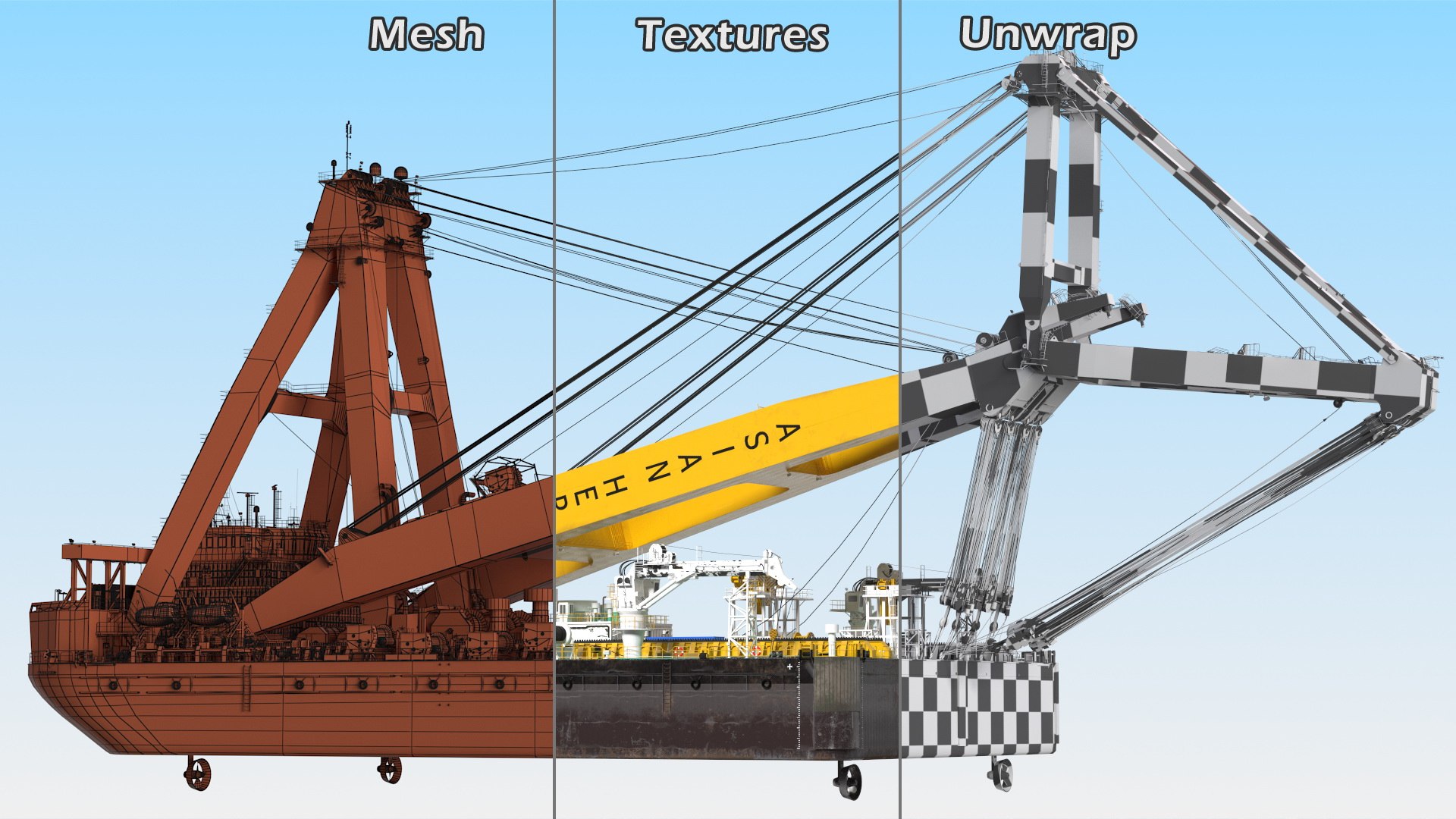 Floating Crane Ship model - TurboSquid 1874691