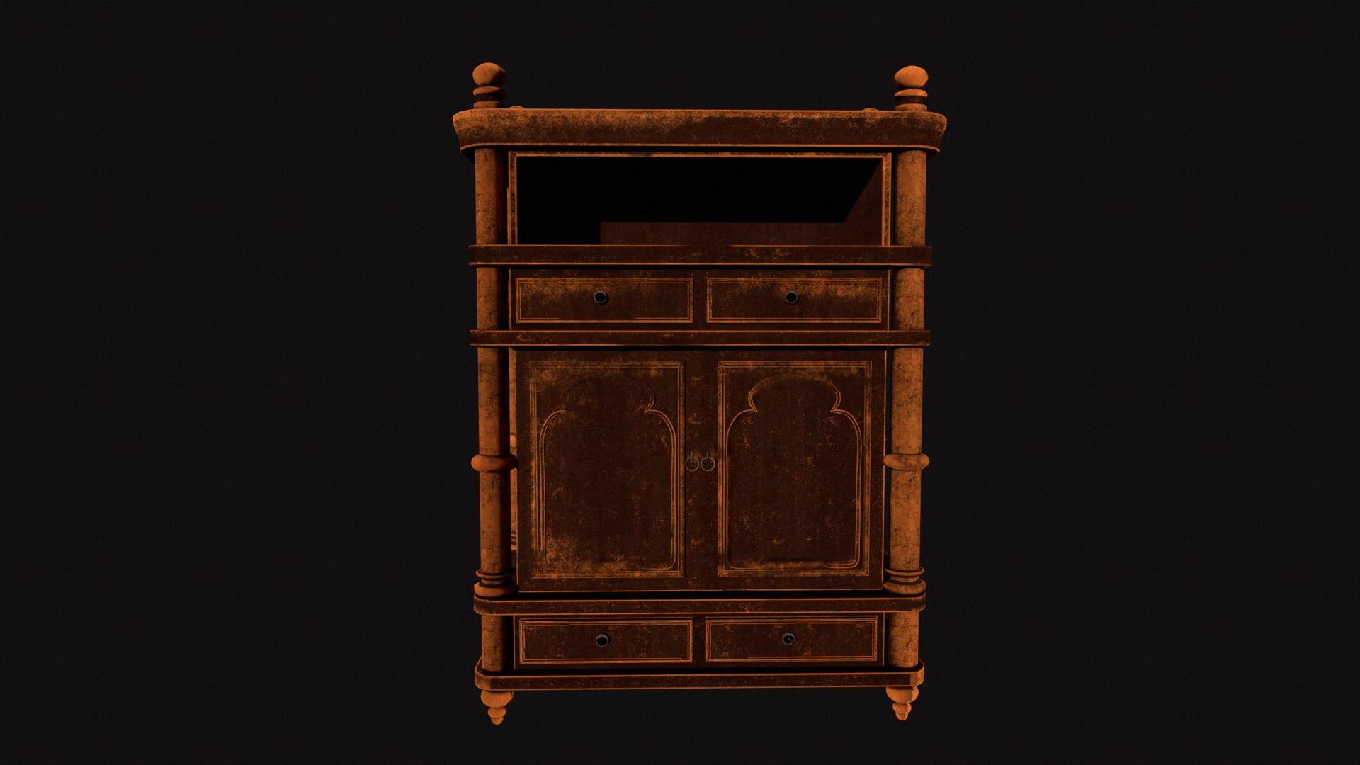 3D Medieval Wall Cabinet 02 Model - TurboSquid 2310189