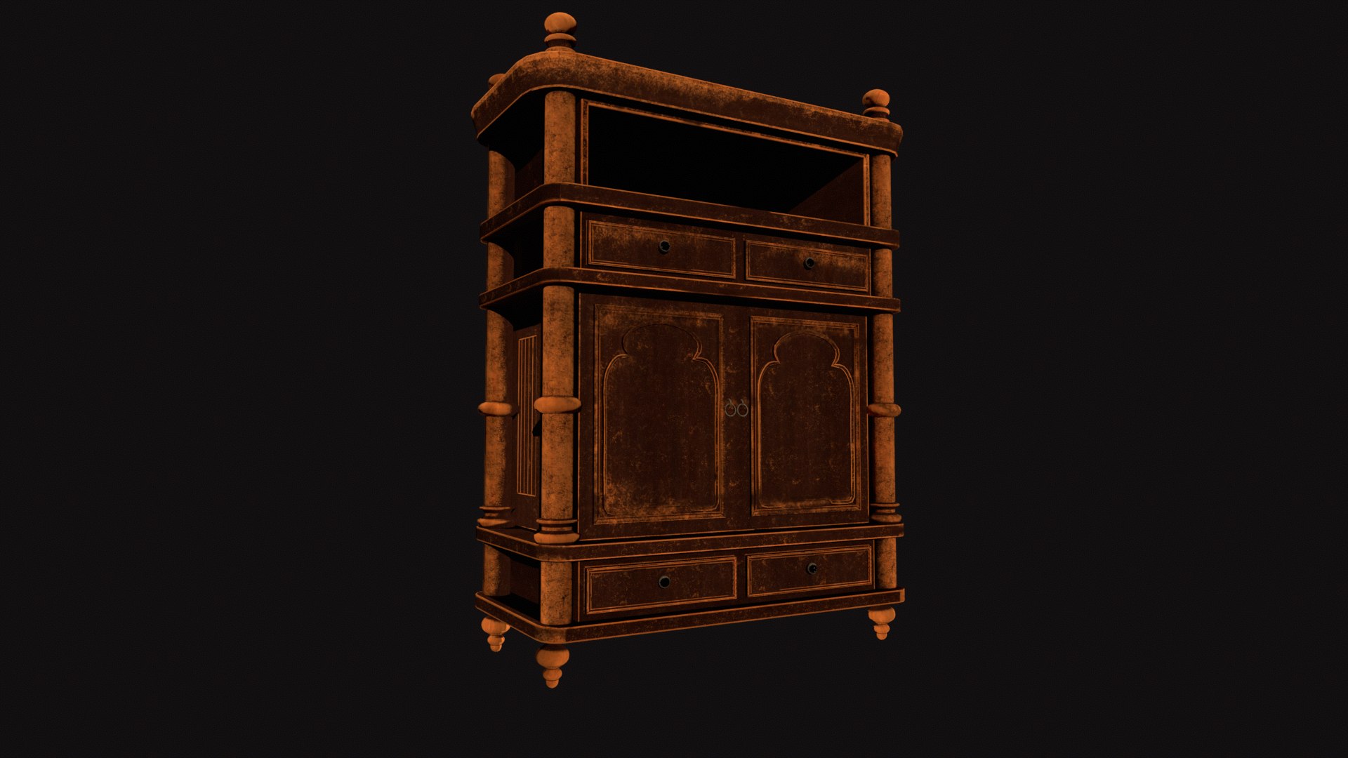 3D Medieval Wall Cabinet 02 Model - TurboSquid 2310189