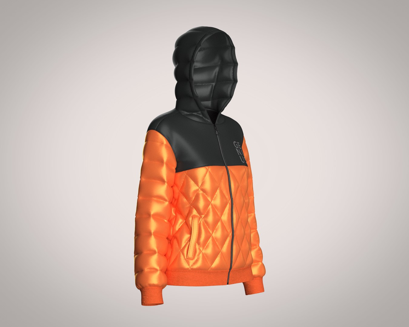 Girls Puffer Hoodie With Red And Black 3D - TurboSquid 2126646