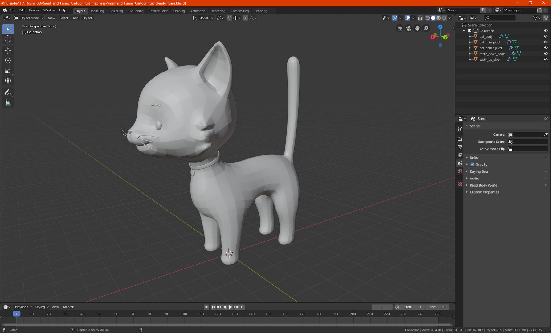 Small and Funny Cartoon Cat model - TurboSquid 1956124