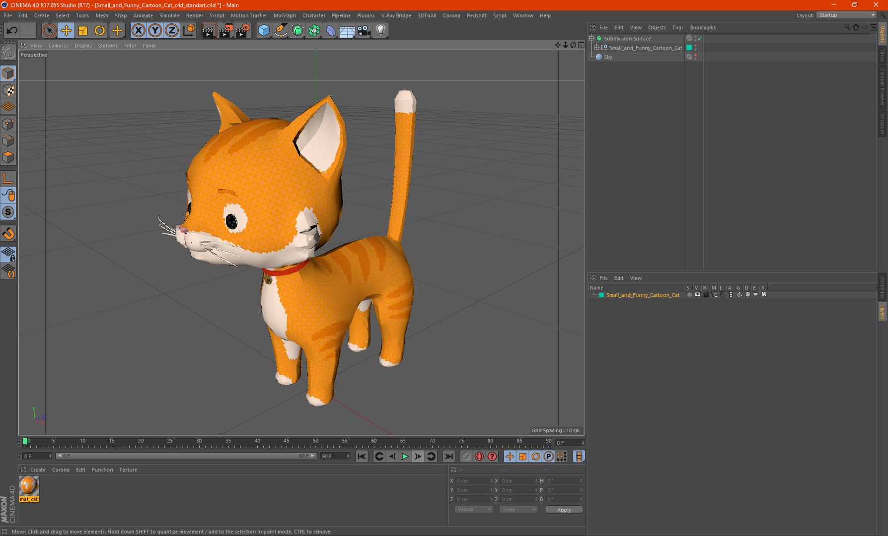 Small and Funny Cartoon Cat model - TurboSquid 1956124