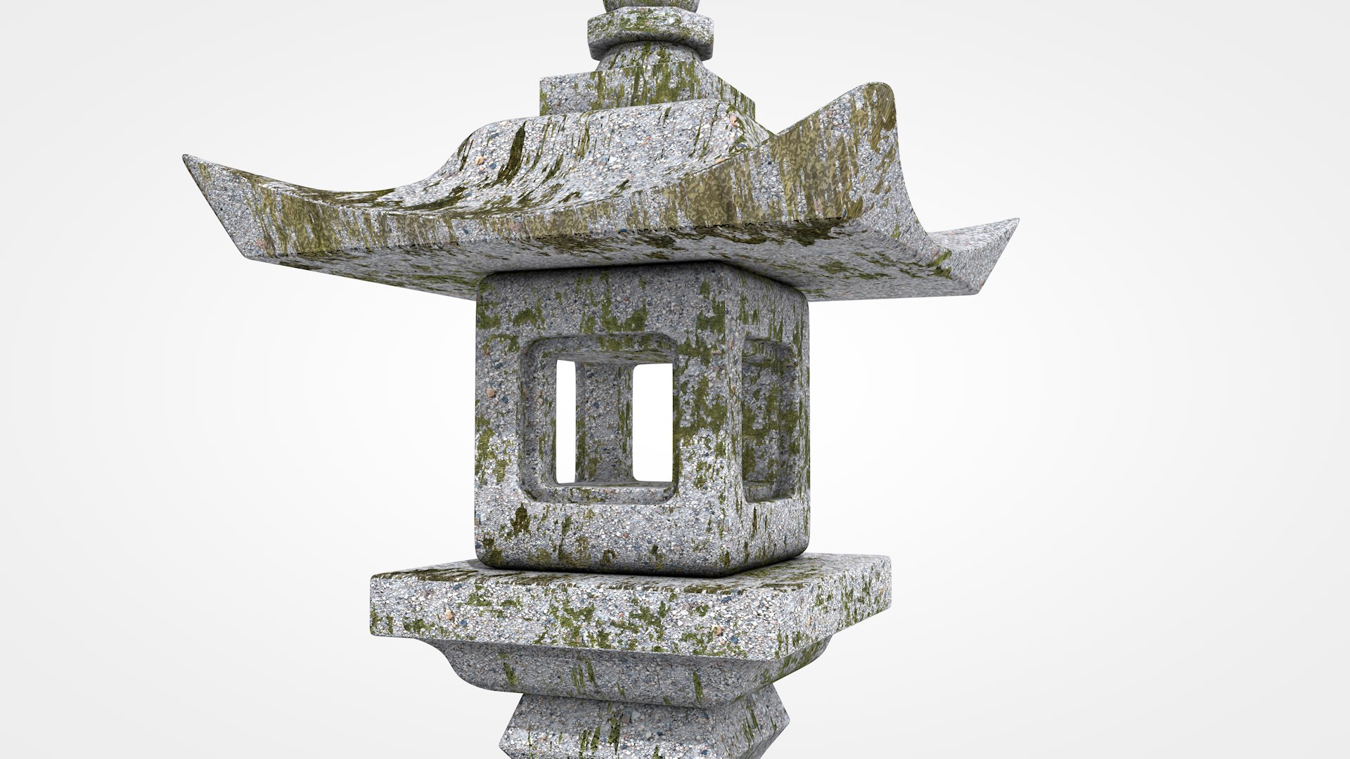 3D Garden Stone Lantern Mossy - TurboSquid 2096040