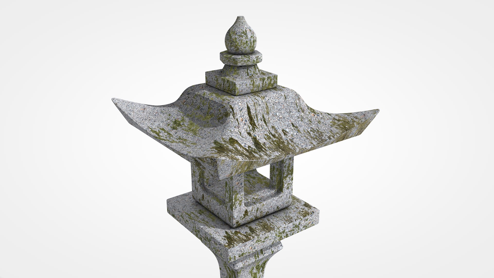 3D Garden Stone Lantern Mossy - TurboSquid 2096040