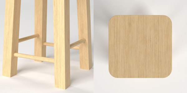 3D wooden stool model - TurboSquid 1397252