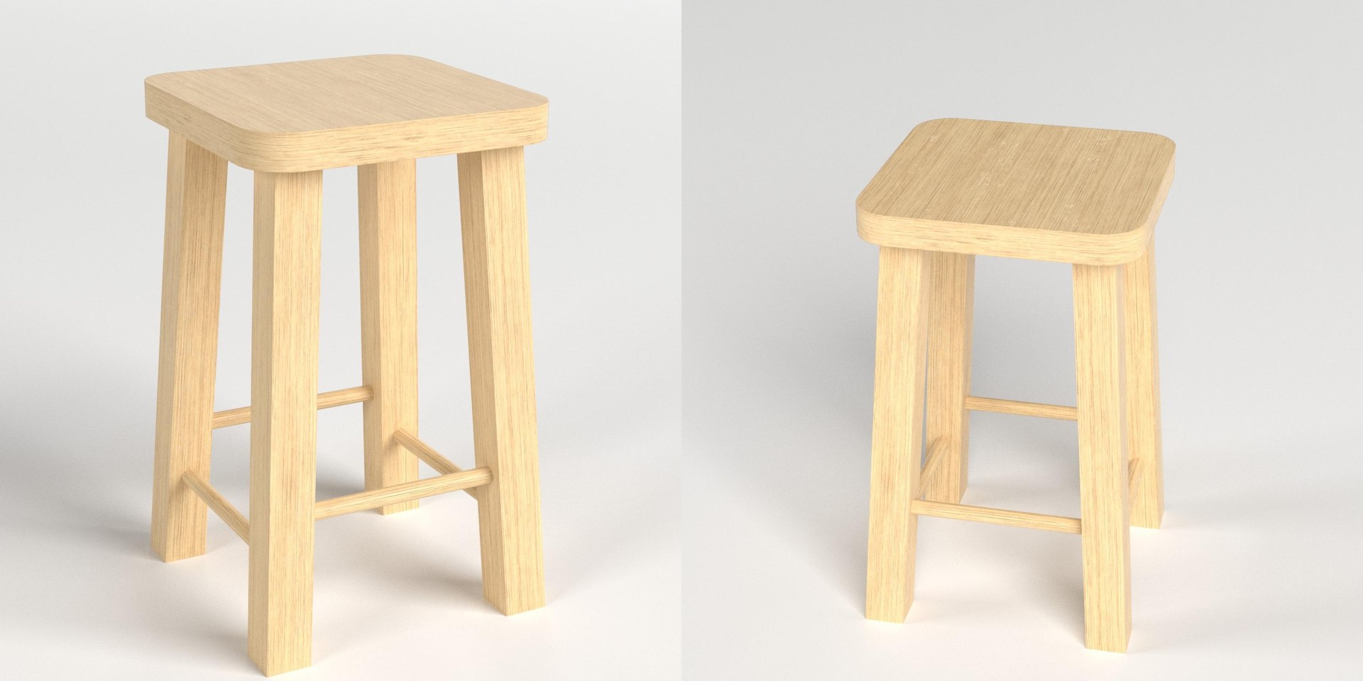 3D wooden stool model - TurboSquid 1397252