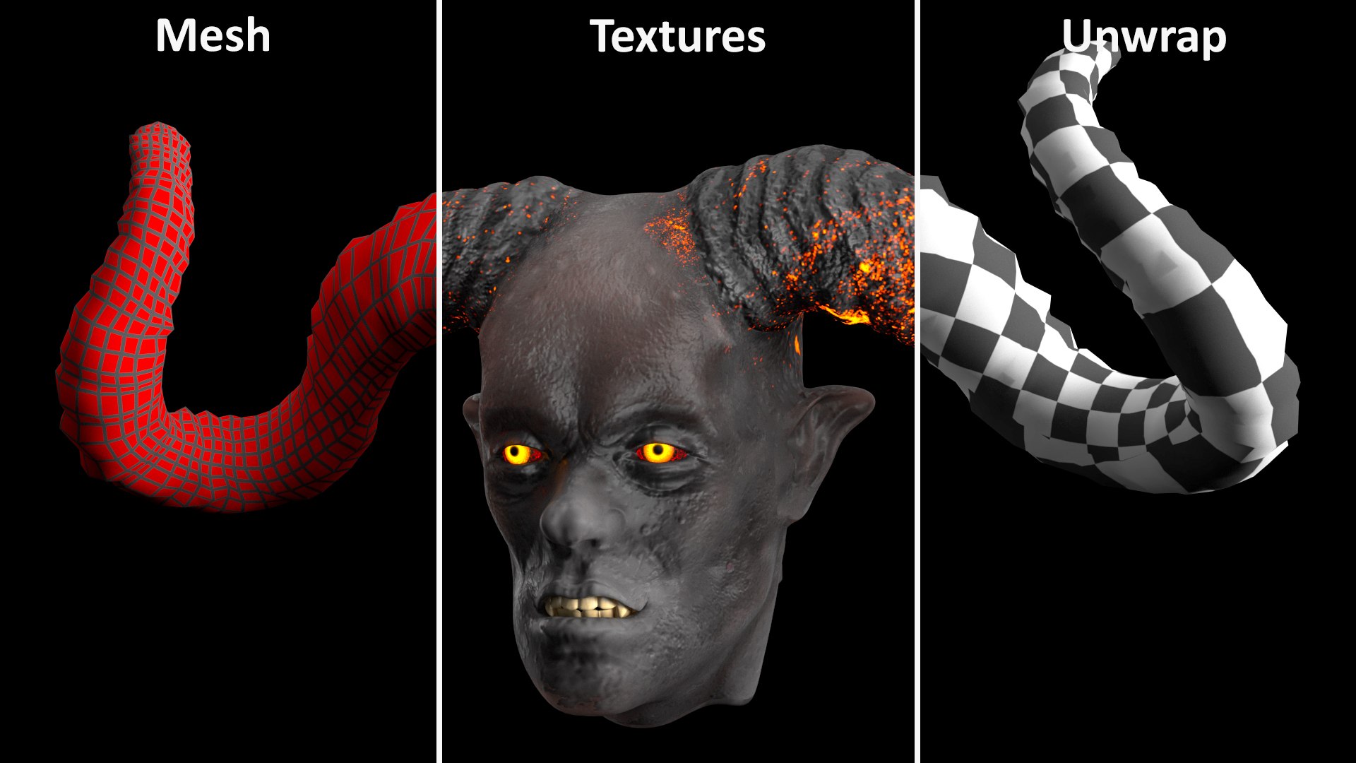3D Demon Head With Horns - TurboSquid 1942263