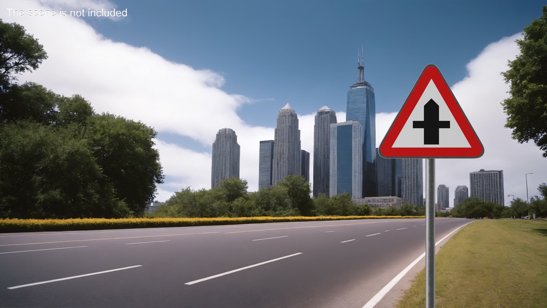 Road Sign Crossroads Ahead Model - TurboSquid 2211840