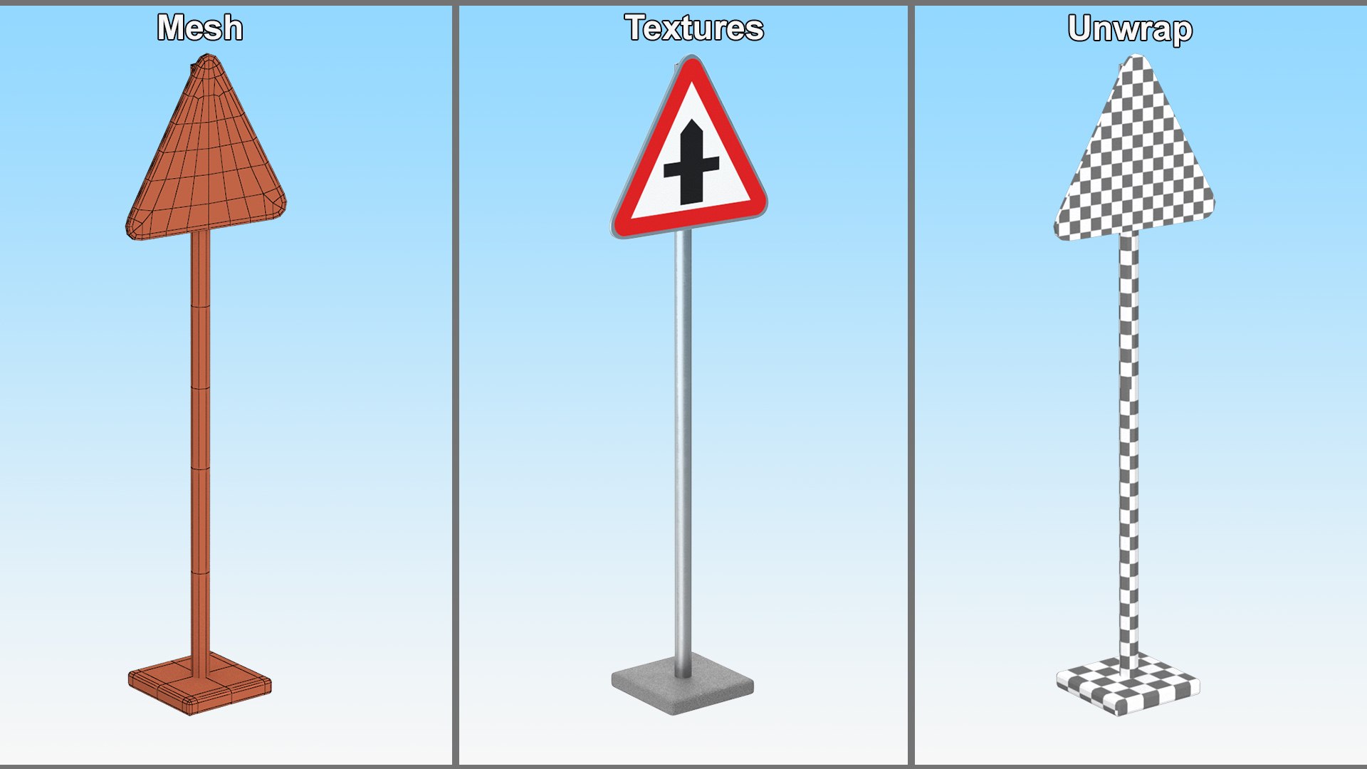Road Sign Crossroads Ahead Model - TurboSquid 2211840