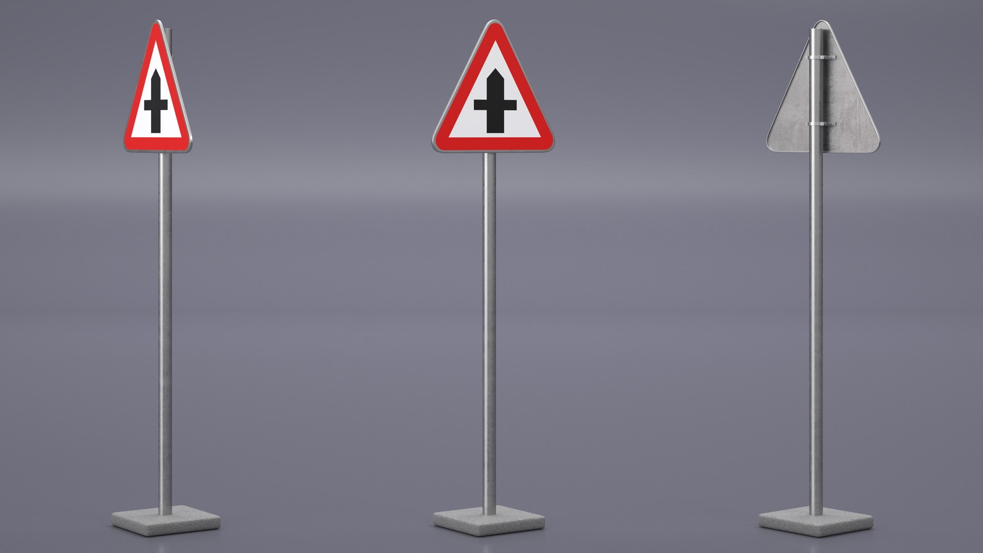 Road Sign Crossroads Ahead Model - TurboSquid 2211840