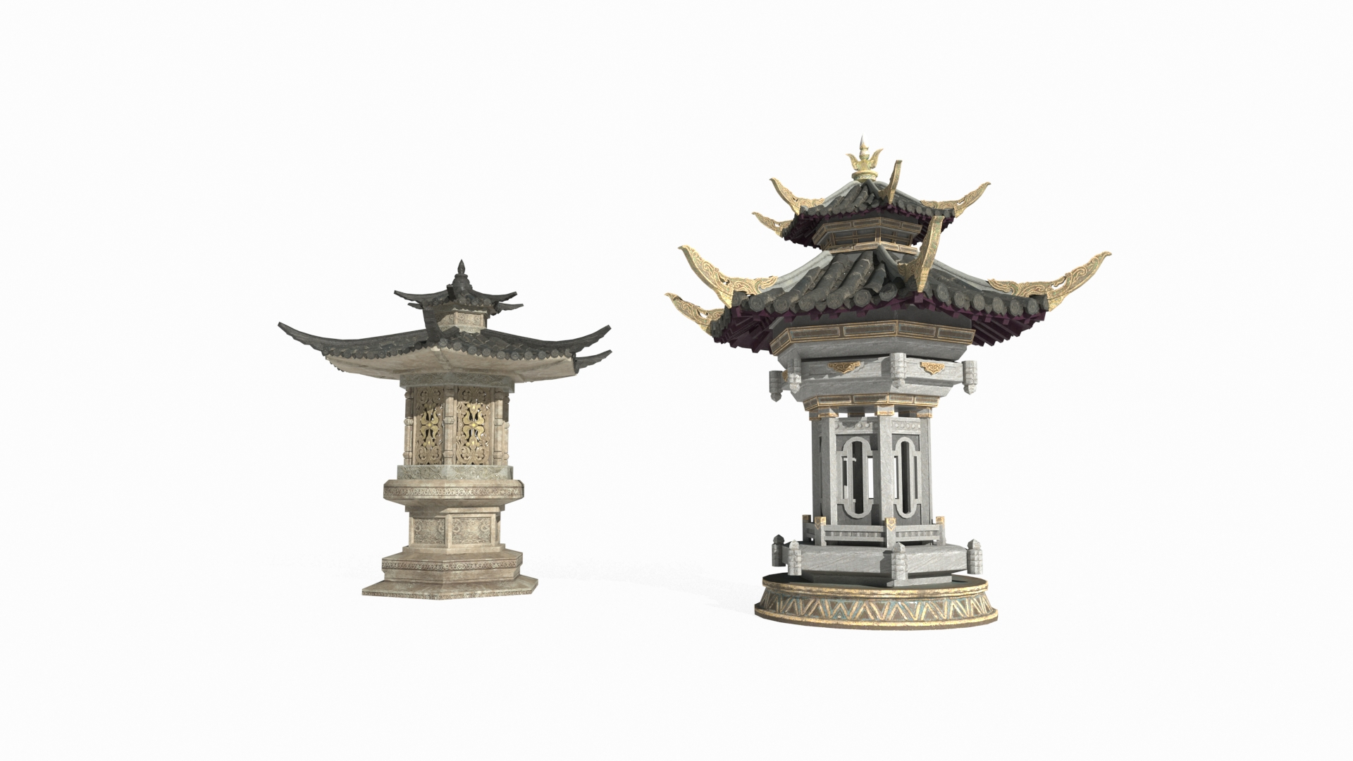 3D Ancient Asian Exquisite Stone Lamp - TurboSquid 2219913