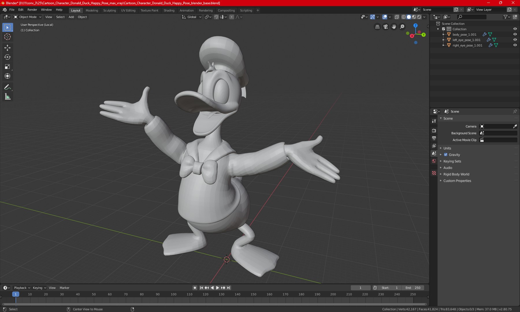Cartoon Character Donald Duck Happy Pose 3D Model - TurboSquid 2111028