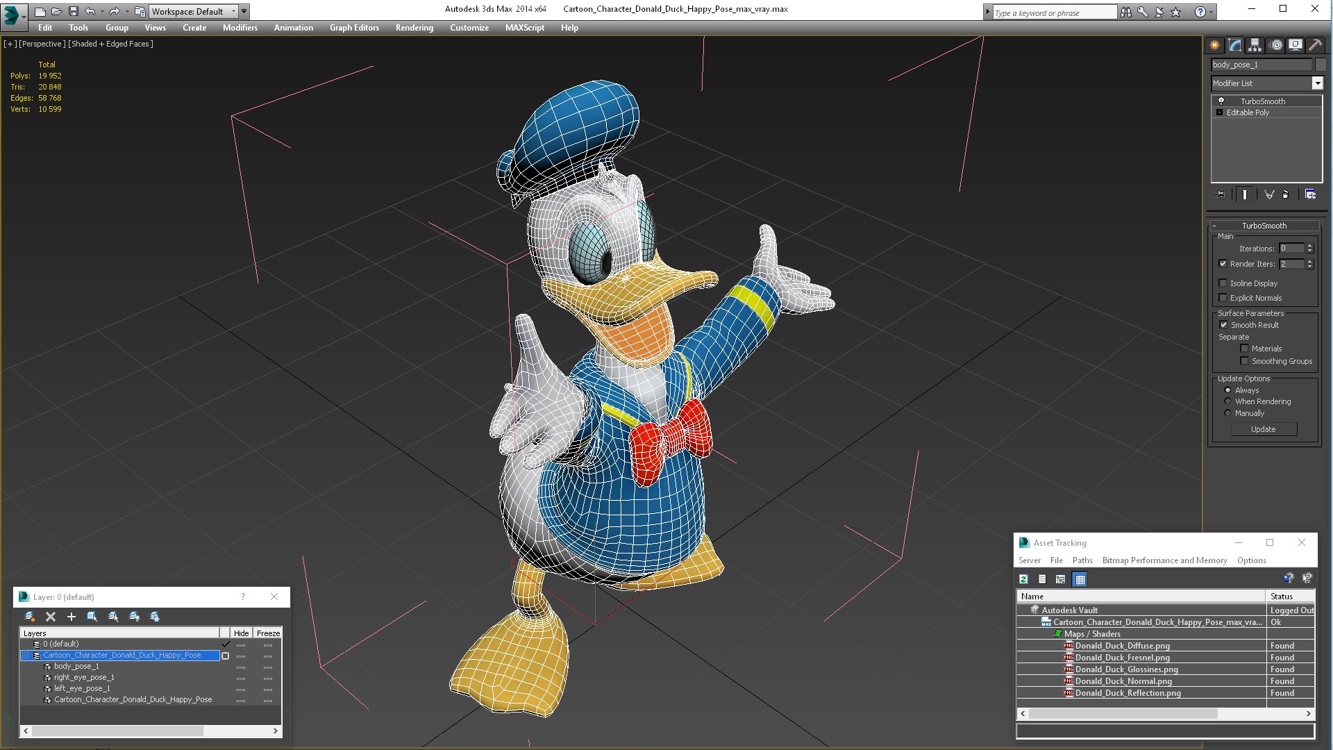 Cartoon Character Donald Duck Happy Pose 3D Model - TurboSquid 2111028