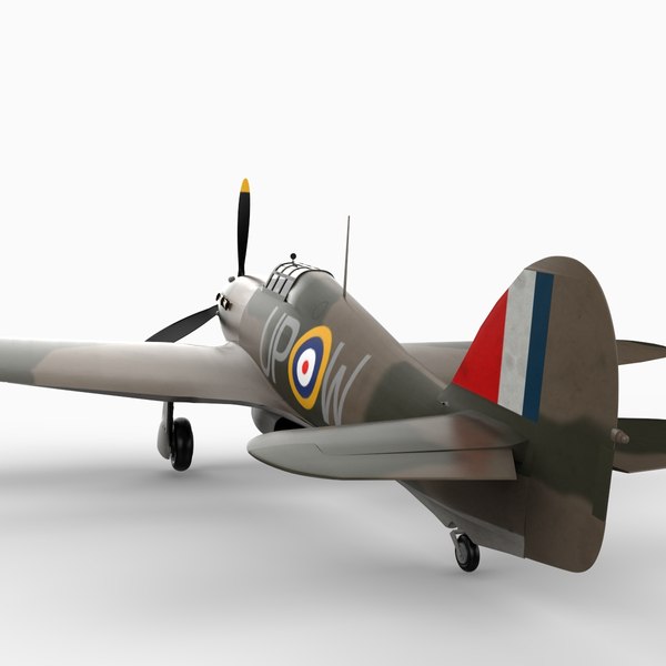 hawker hurricane fighter 3d model