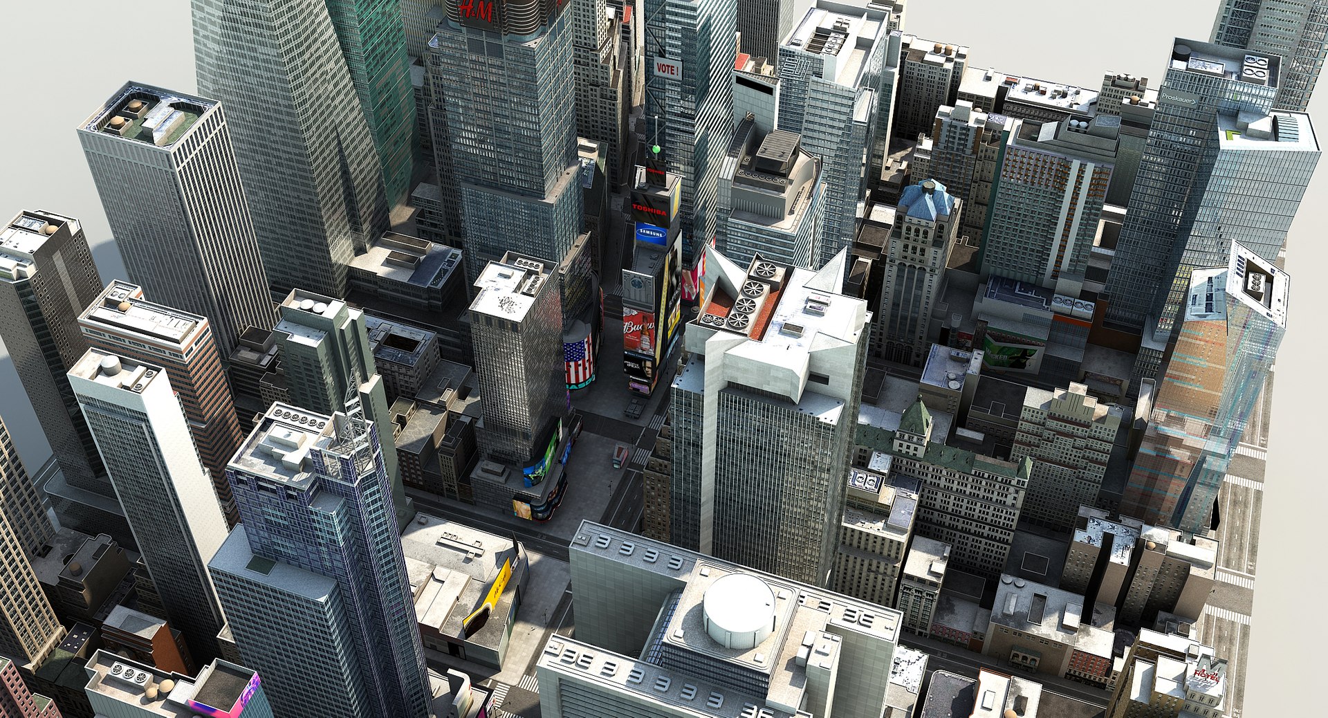 Manhattan District Times Square Low Poly 3D Model - TurboSquid 2212953