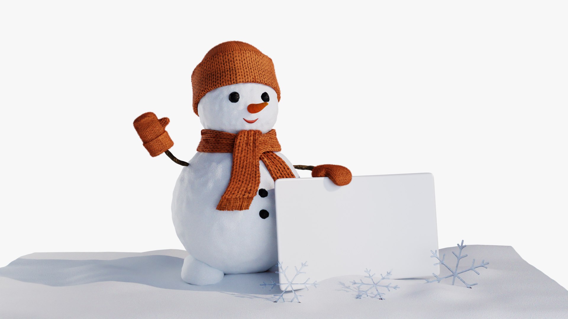 3D Snowman With Orange Knitted Hat - TurboSquid 2299393