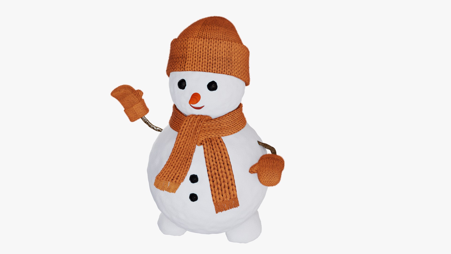 3D Snowman With Orange Knitted Hat - TurboSquid 2299393
