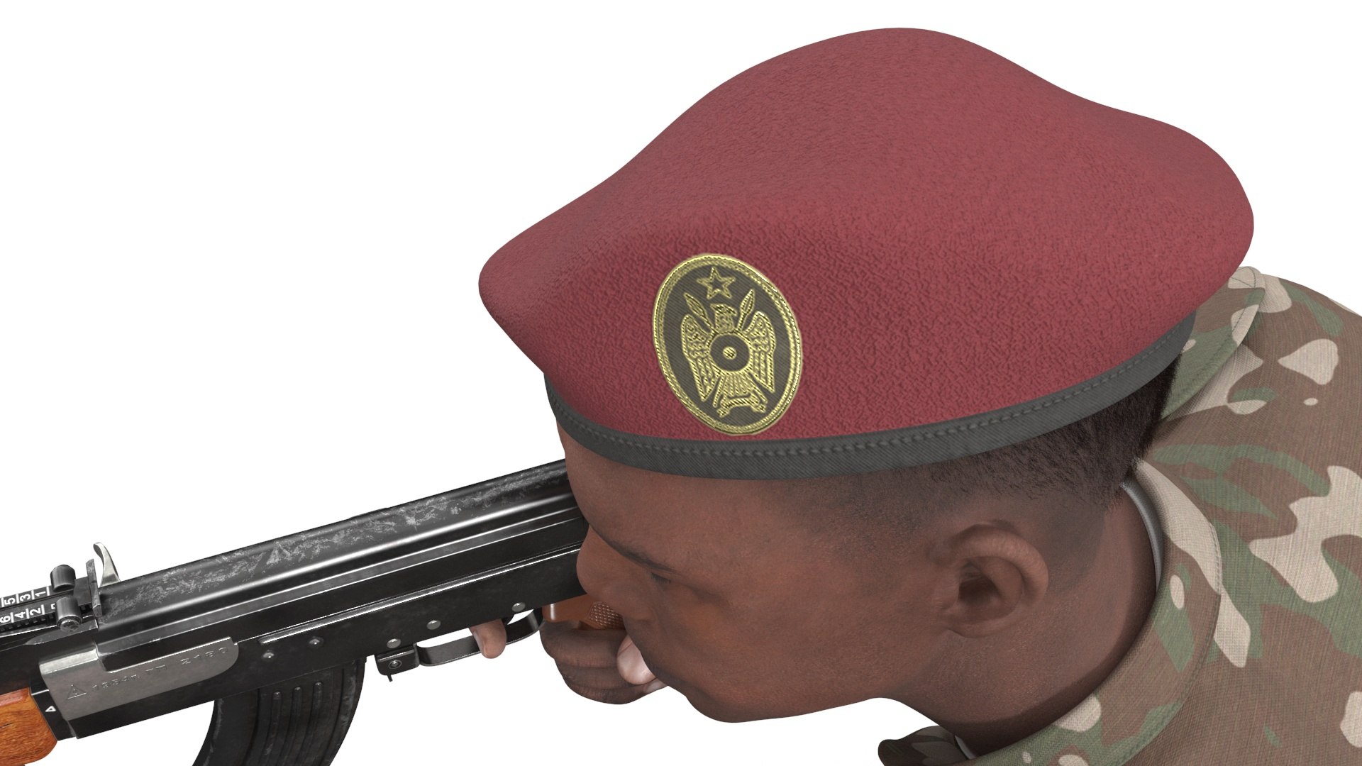 3D Somali Soldier In Camouflage With Rifle AK-47 Fur - TurboSquid 2390601
