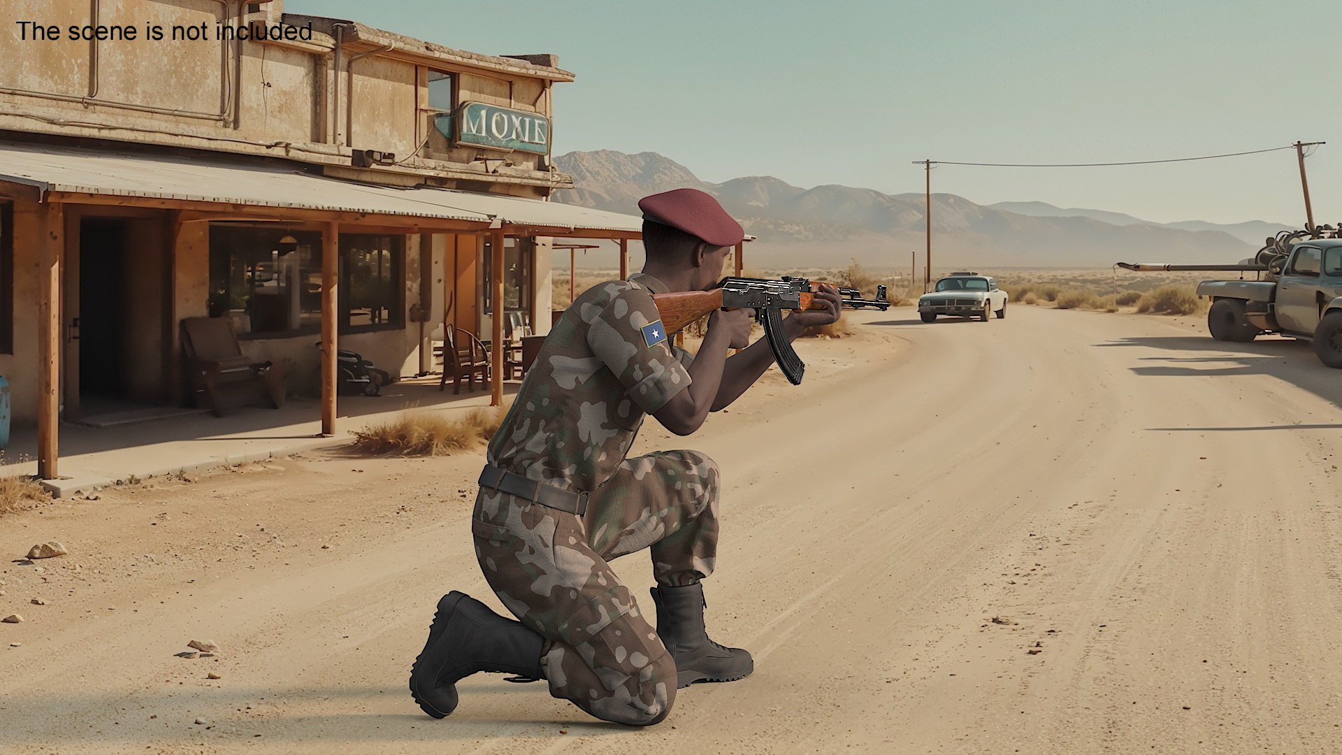 3D Somali Soldier In Camouflage With Rifle AK-47 Fur - TurboSquid 2390601