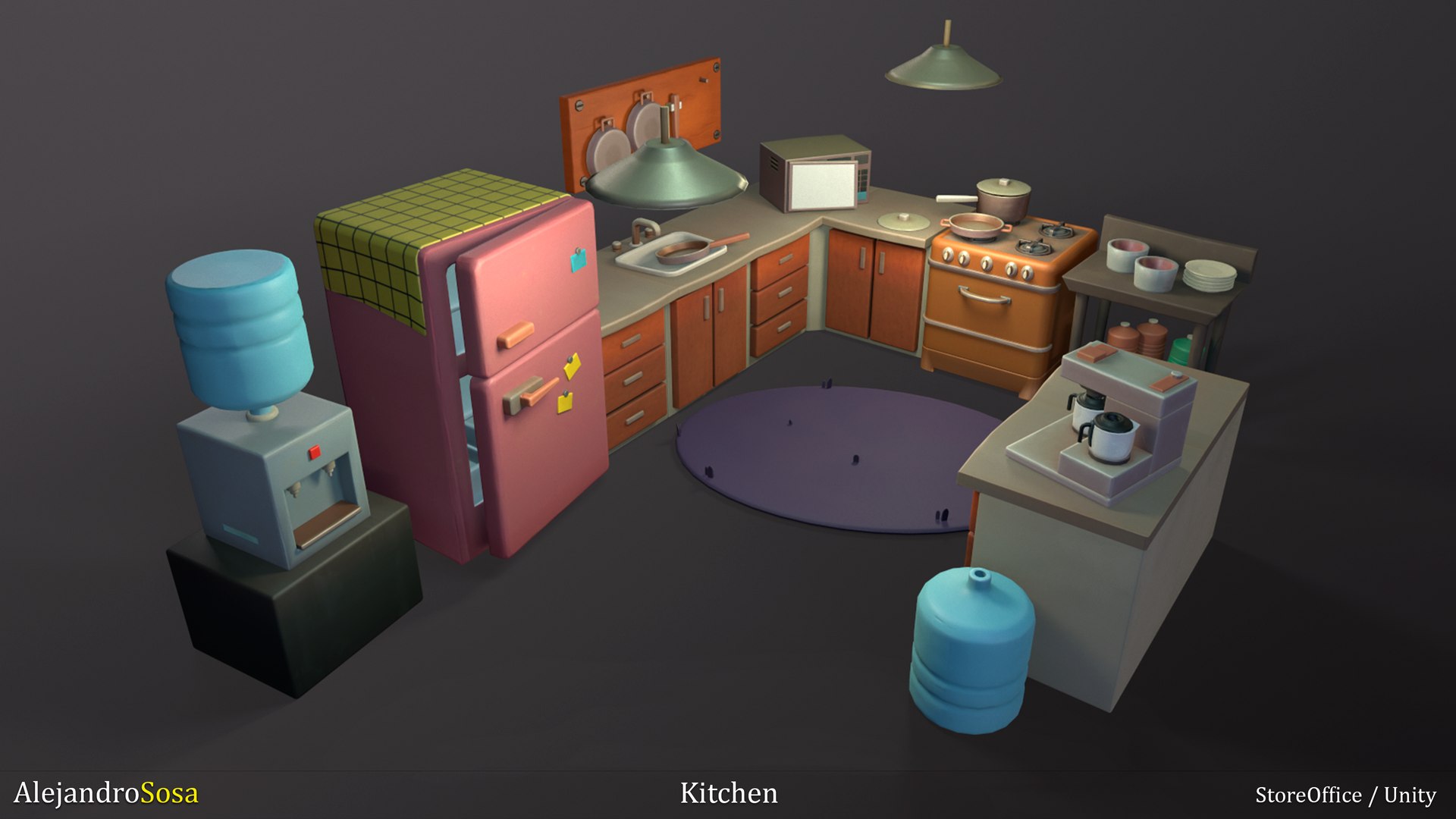 3D Stylized Store Office Modular Pack Kitchen Area 3D Model ...