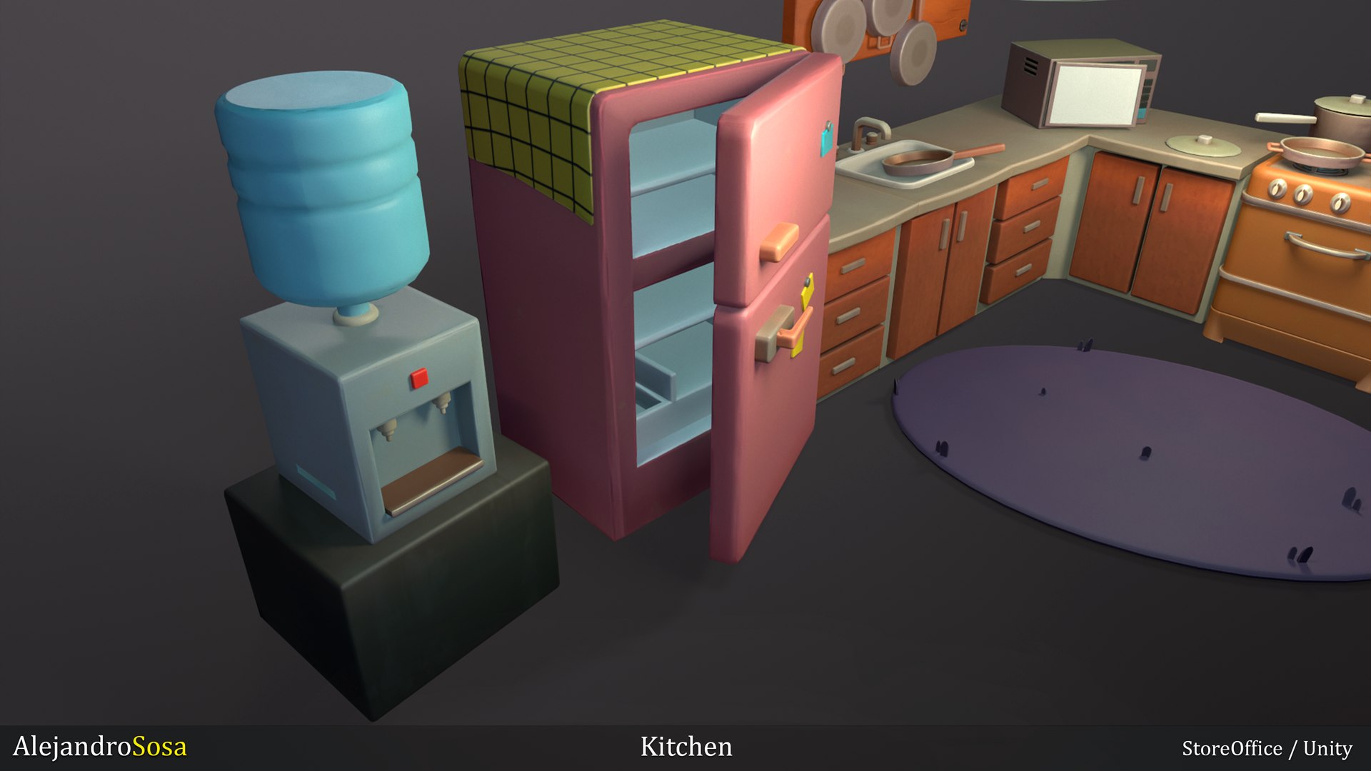 3D Stylized Store Office Modular Pack Kitchen Area 3D Model ...