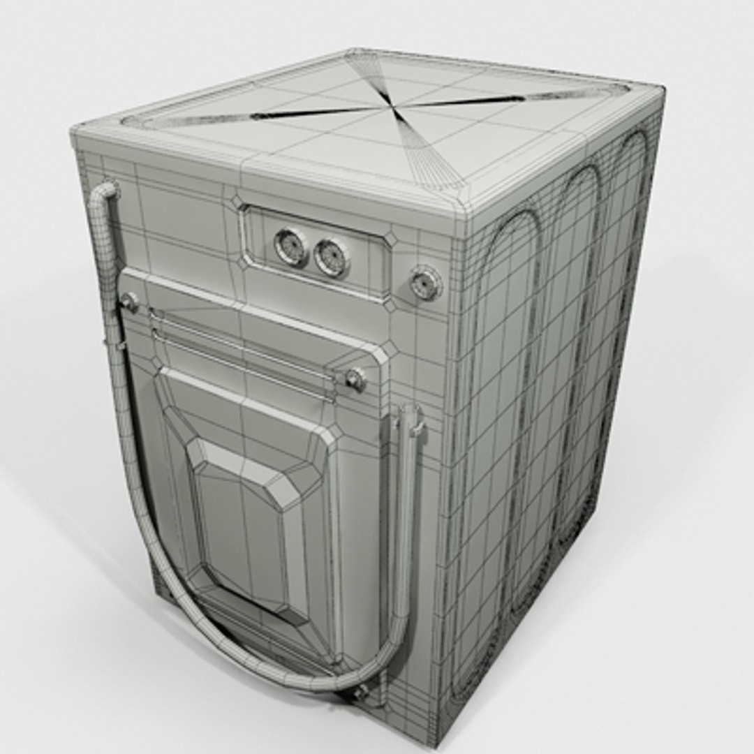 3d model white washing machine