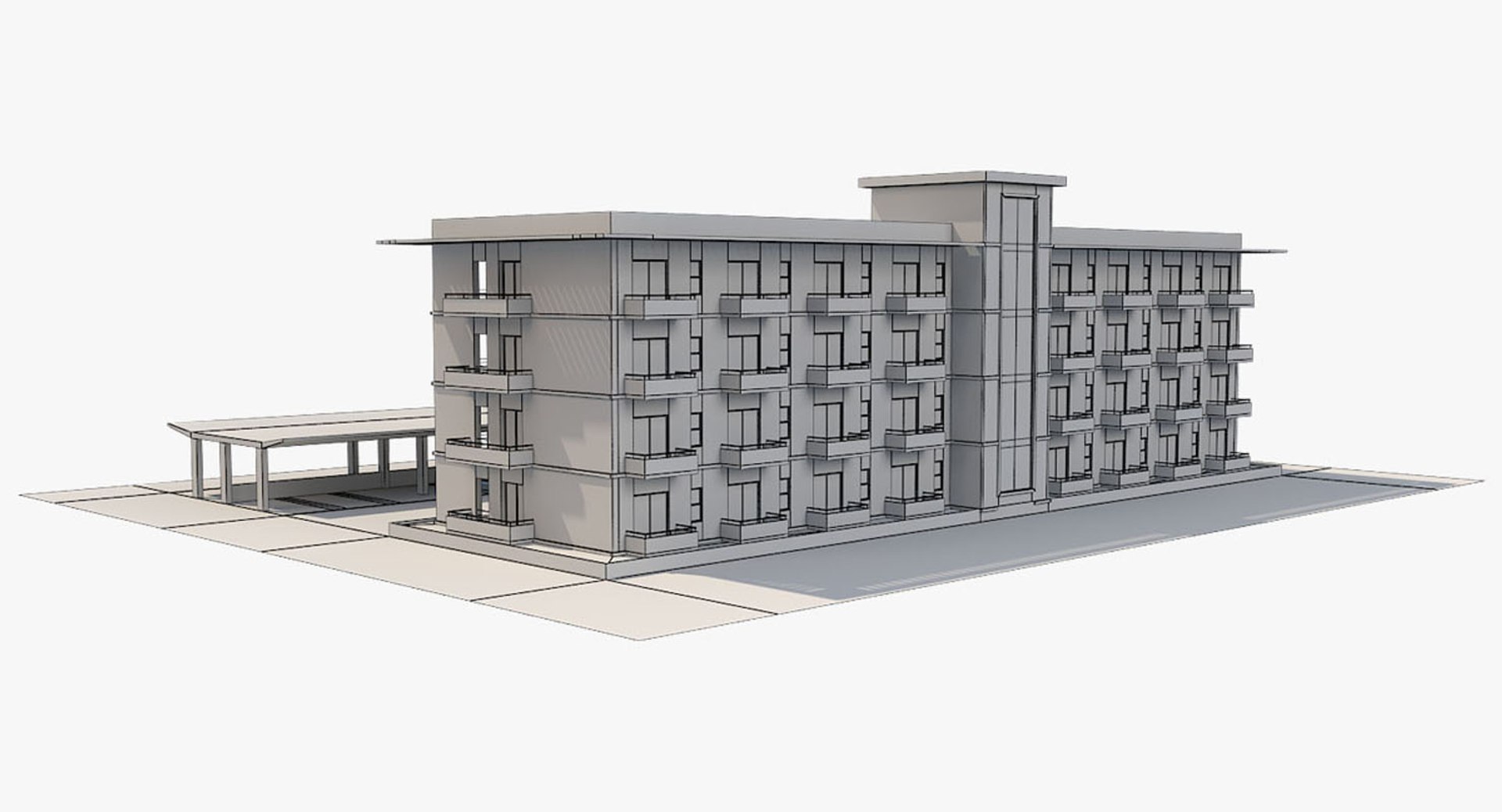 3D Hotel Building 1 Model - TurboSquid 1420940