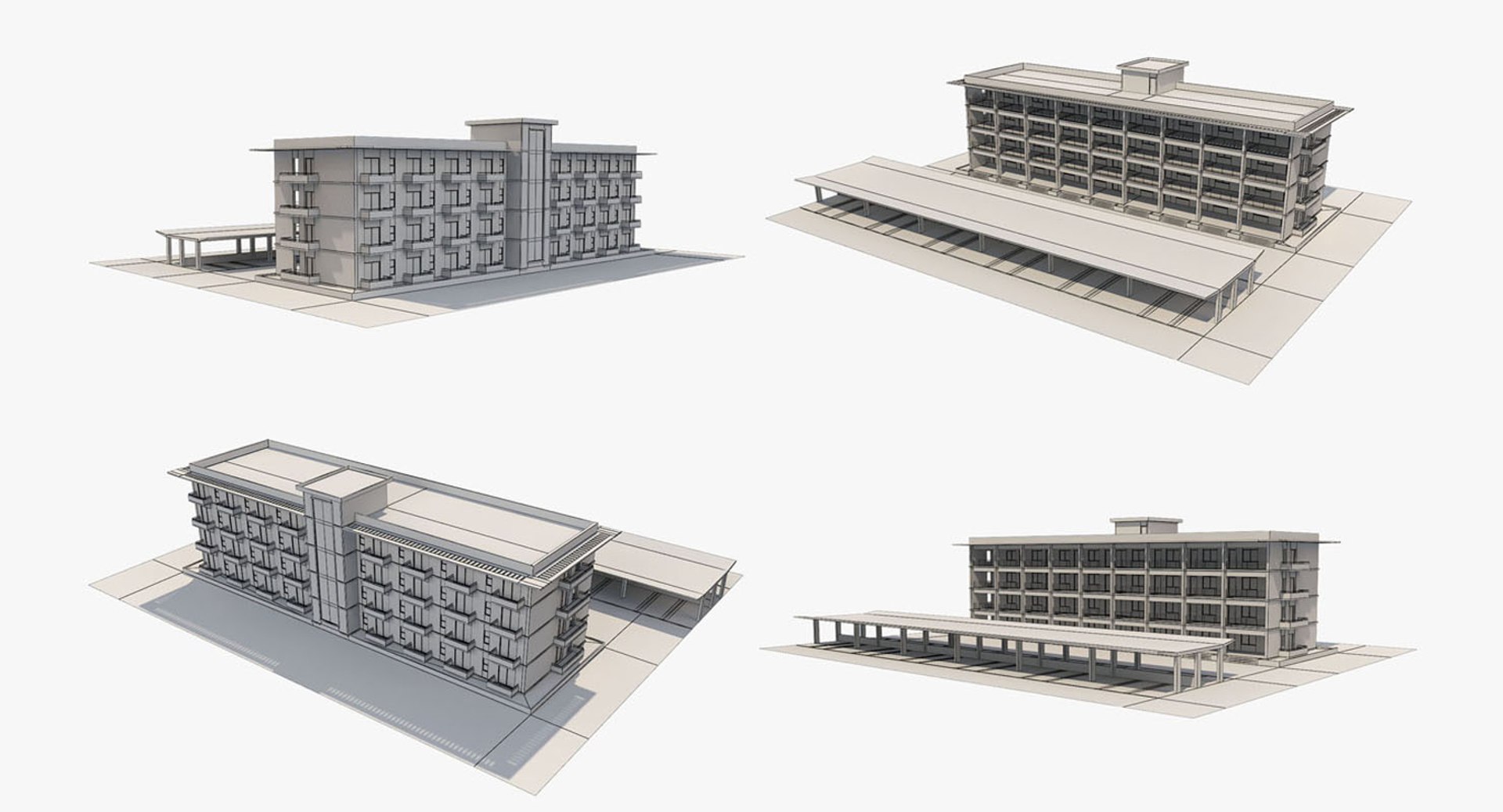 3D Hotel Building 1 Model - TurboSquid 1420940