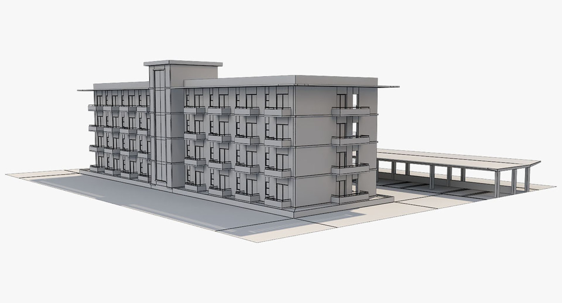 3D Hotel Building 1 Model - TurboSquid 1420940